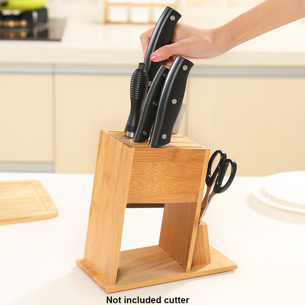 Knife Block Stand 7-Slot Bamboo Holder Safe Cutler... – Vicedeal