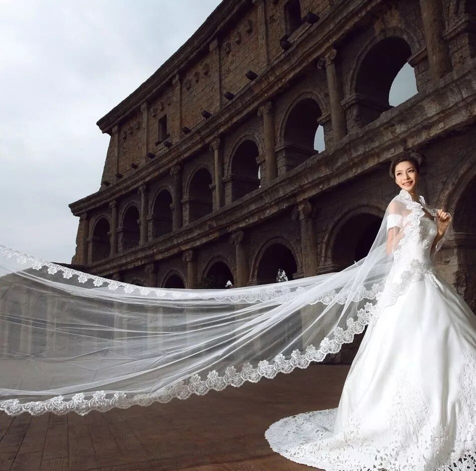 Wedding Veil Length White Ivory Bridal veil Veu De... – Grandado