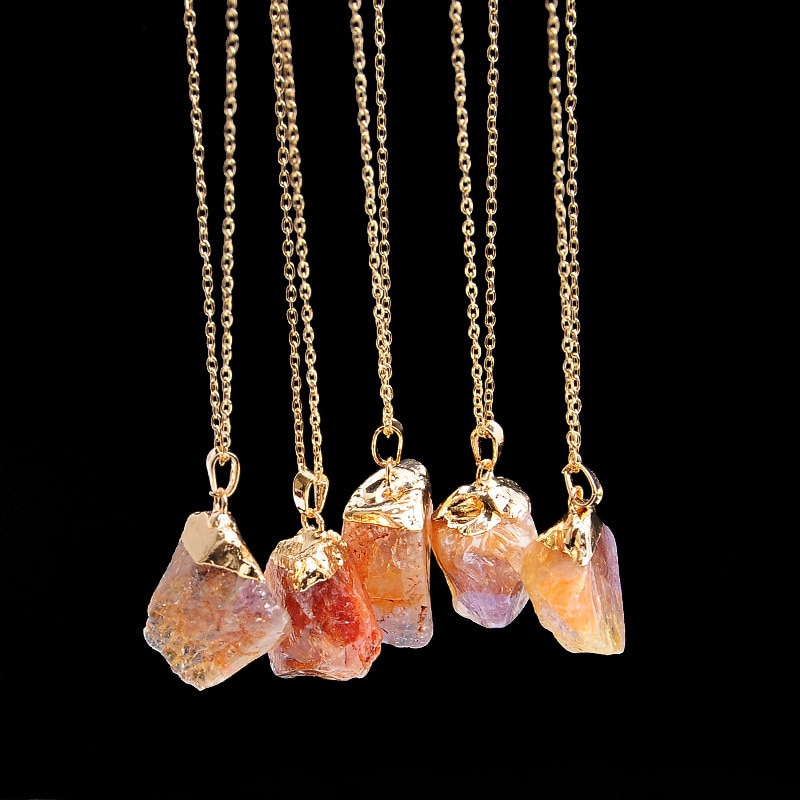 Natural Rose Quartzs Original Gold Phnom Penh Pend... – Grandado