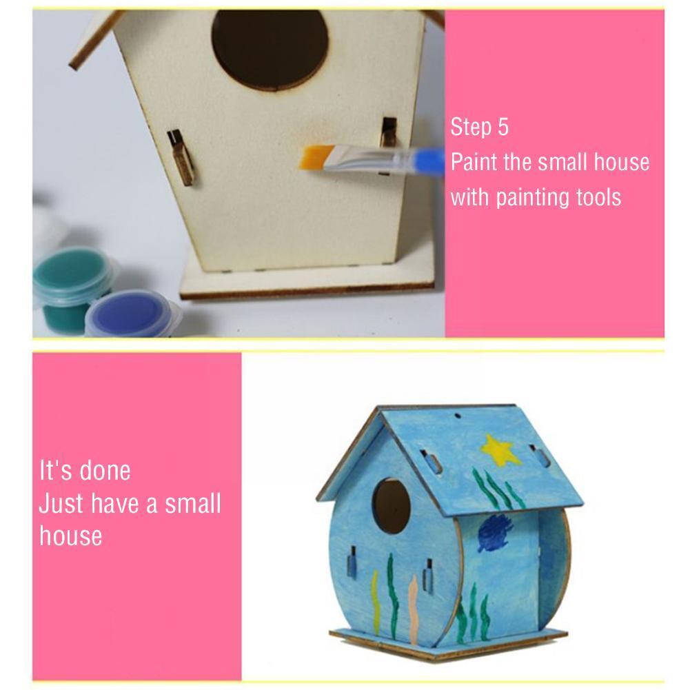 Diy Painting Bird House Kit Bird House Nest Crafts... – Vicedeal