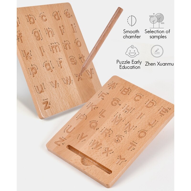 Wooden Letters Practicing Board Double-Sided Alpha... – Grandado