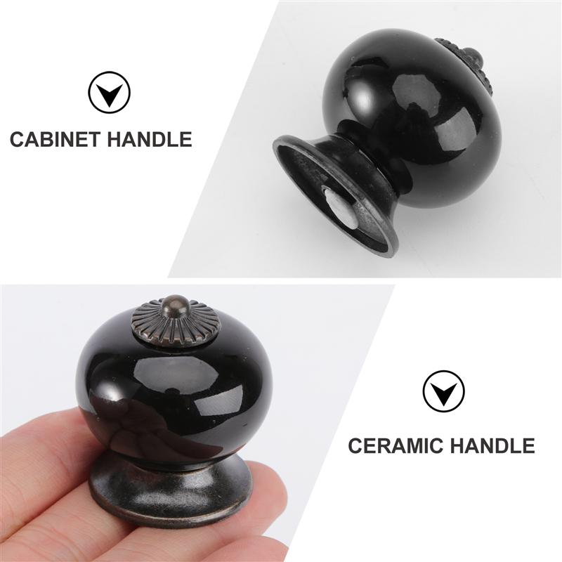 5pcs Round Ceramic Kitchen Cupboard Cabinet Drawer Door Knobs Handles ...