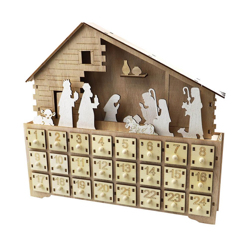 Jesus Nativity Scene Wooden Christmas Countdown Ca... – Grandado