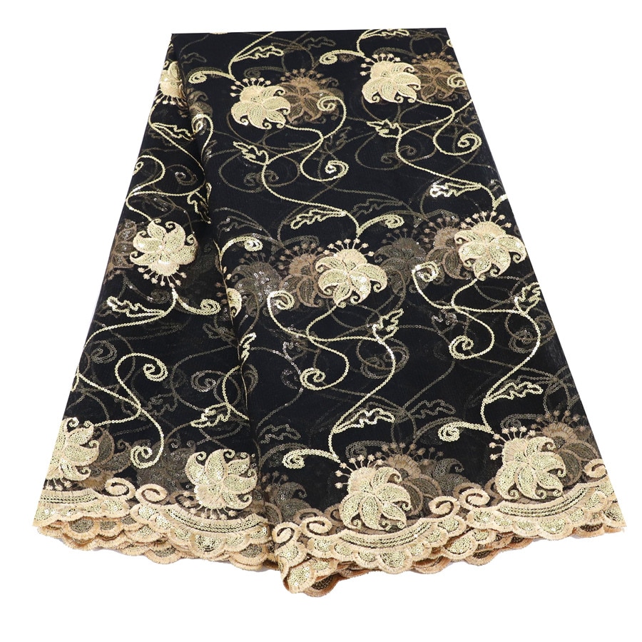 Black African Lace Fabric 5 Yards For Wedding Dres... – Grandado
