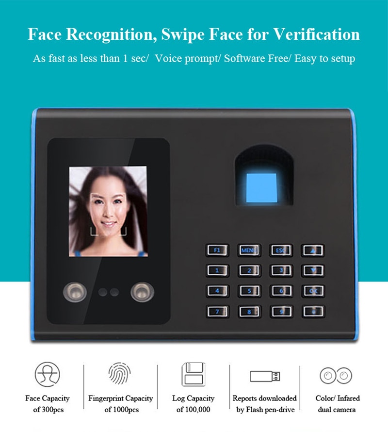 AF01 Biometric Face Facial Fingerprint Recognition... – Grandado