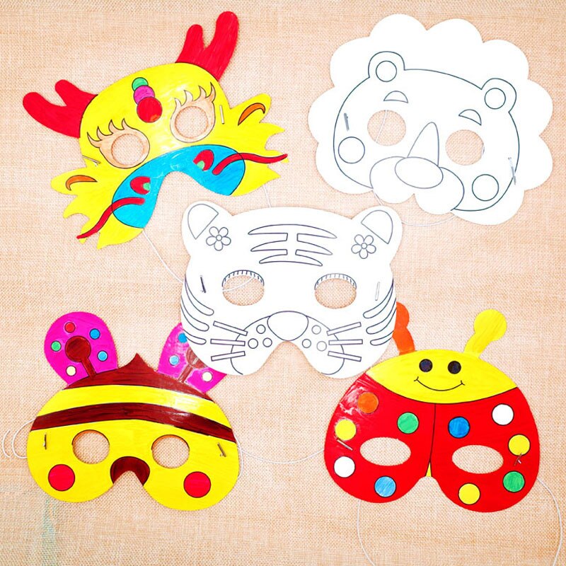 Children's DIY Graffiti Blank Cartoon Animal Mask ... – Grandado