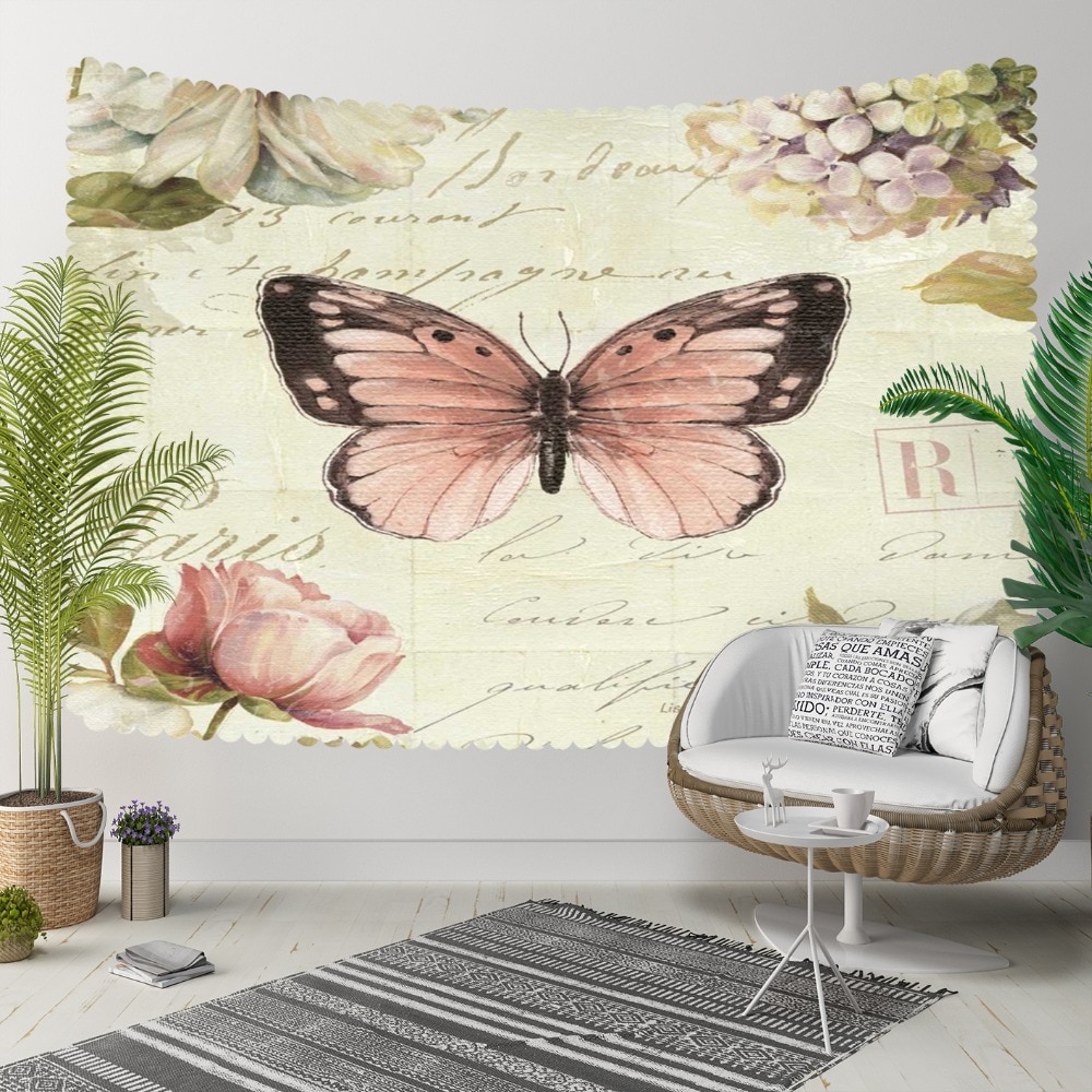 Else Vintage Roses Pink Retro Roses Butterfly 3D P... – Vicedeal