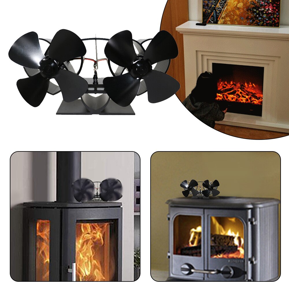 8 Blade Fireplace Fan Wood Burning Real Power Fire... – Grandado