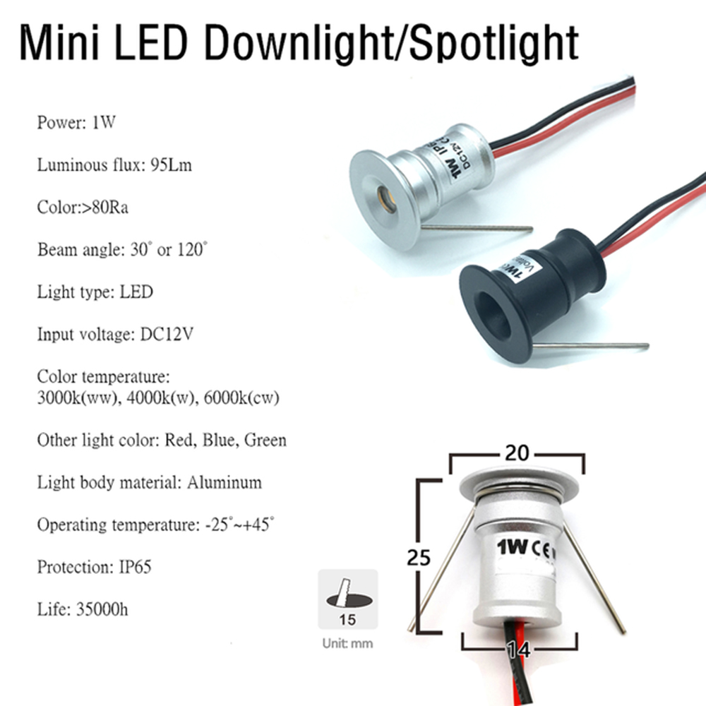 1W Mini LED Downlight 12V Dimmable Spotlight IP65 ... – Grandado