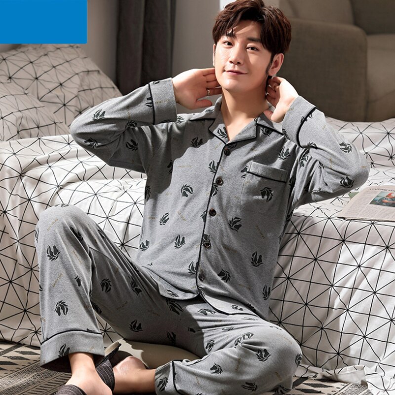 Mannen Pyjama Set 100% Katoen Voorjaar Lange Mouw ... – Vicedeal