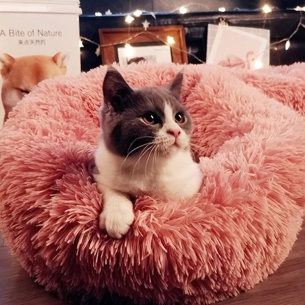 Round Cat Dog Bed Pet Nest Washable Pet House Dog ... – Grandado