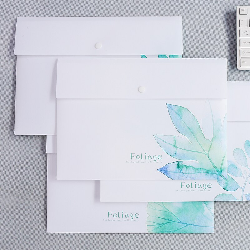 "Green Leaves" Pack of 4 File Folder Cute Plastic ... – Vicedeal