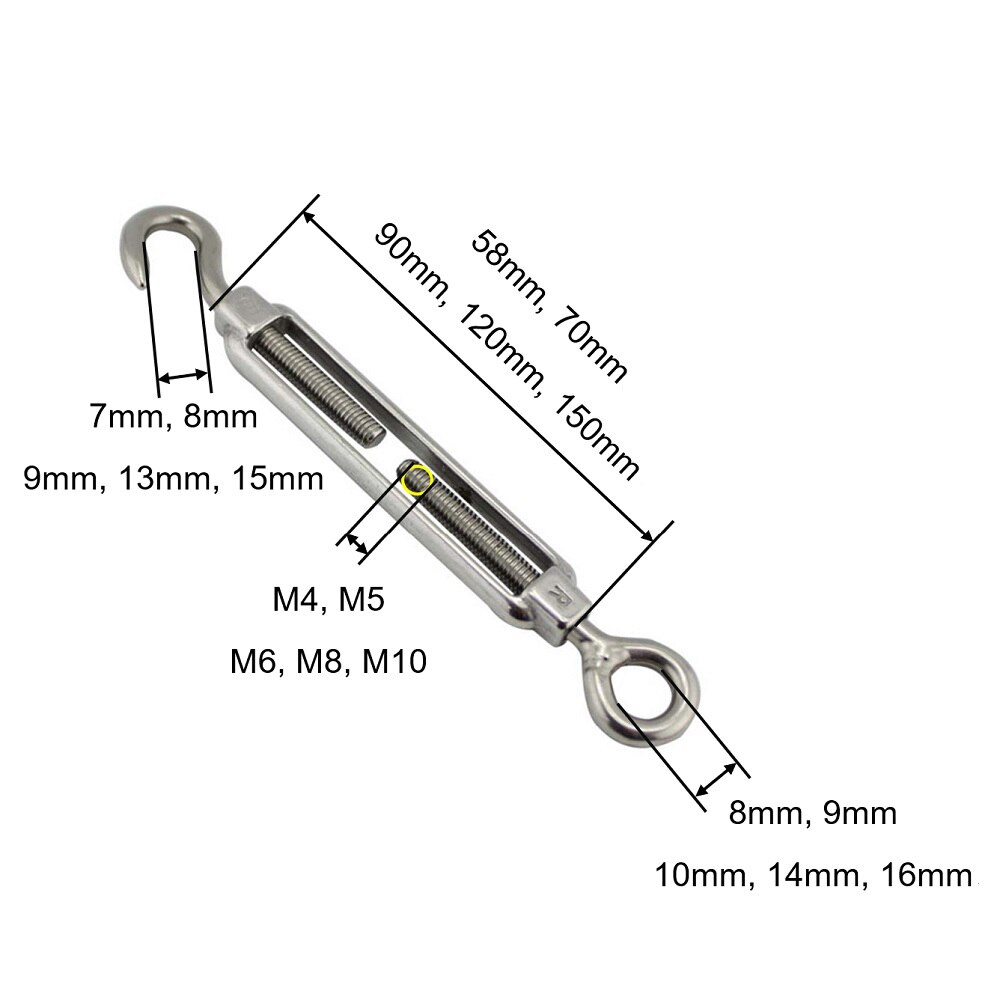 5PCS 304 Stainless Steel Turnbuckle Hook And Eye M... – Vicedeal