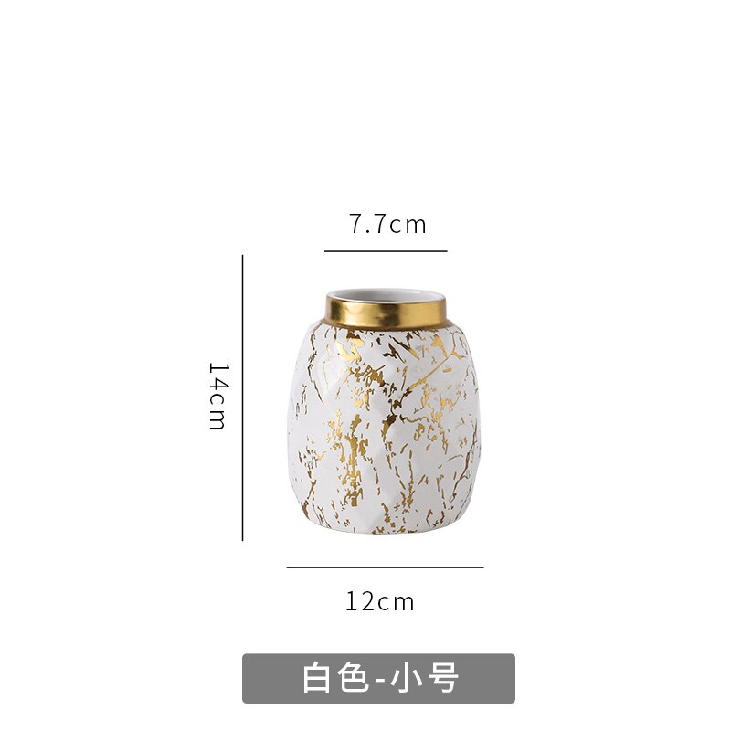 Gilded Marble Texture Ceramic Vases Porcelain Vase... – Grandado