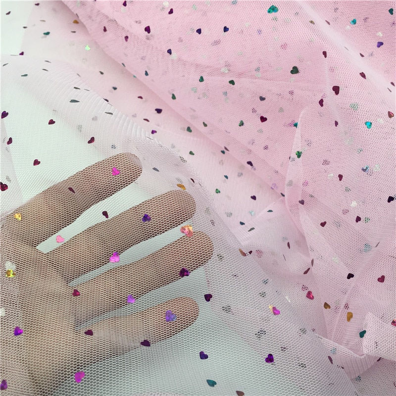 150cm bredd glitter hjärt paljetter 100cm/ parti m... – Grandado