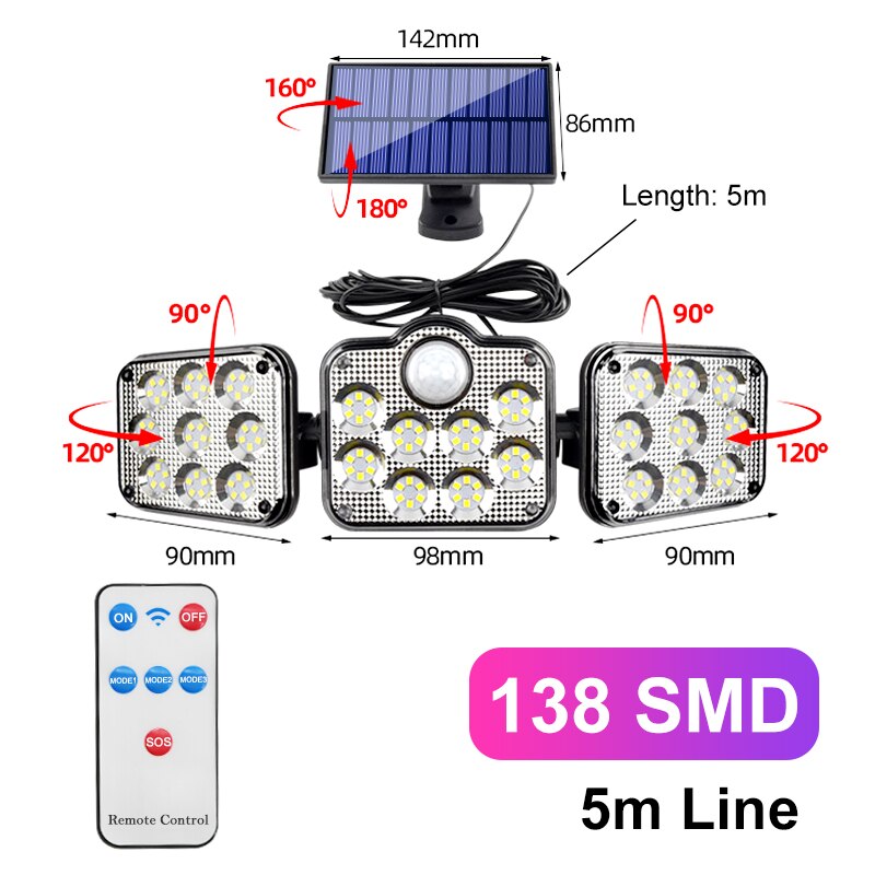 Solar Lights Outdoor 171 COB LEDs Motion Sensor Li... – Grandado