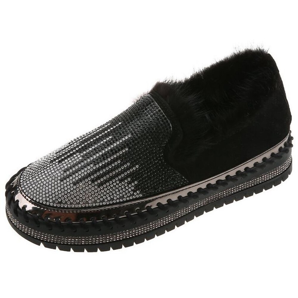 BONJOMARISA Big Size Female Fluffy Loafers Rhinest... – Grandado