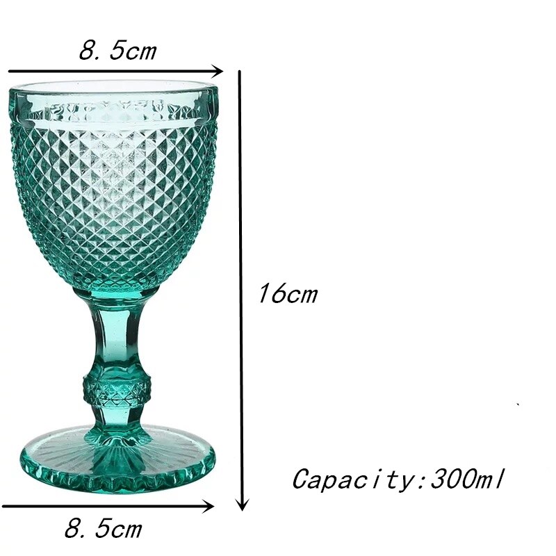Retro Wine Glasses Cups Amber Relief Diamond Drink... – Grandado
