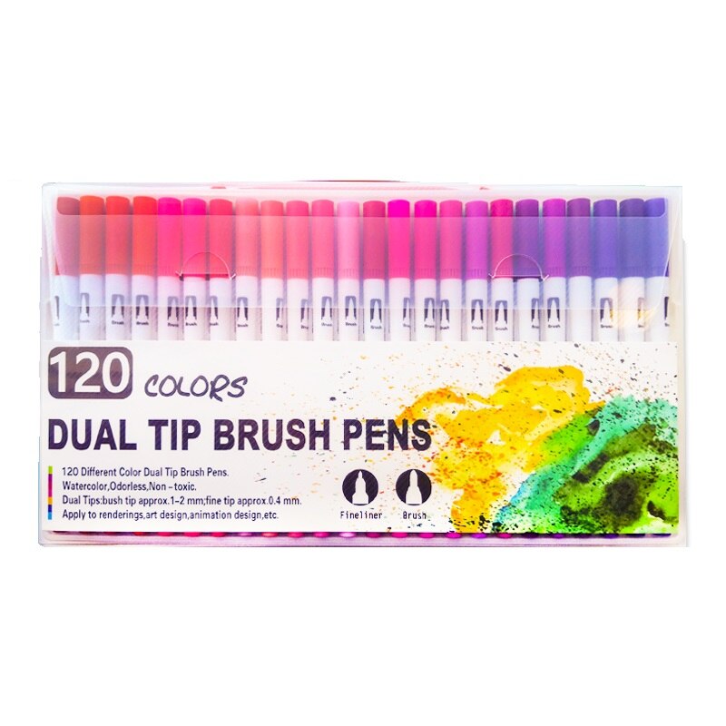 120 Colors FineLiner Dual Tip Brush Art Markers Pe... – Grandado