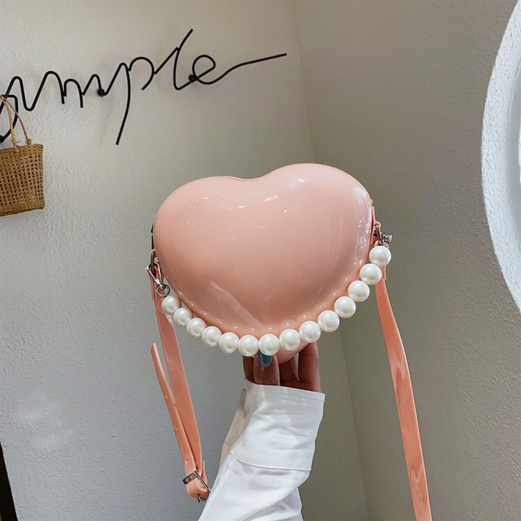 Cute Jelly PVC Heart Shape Pearl Women Shoulder Ha... – Vicedeal