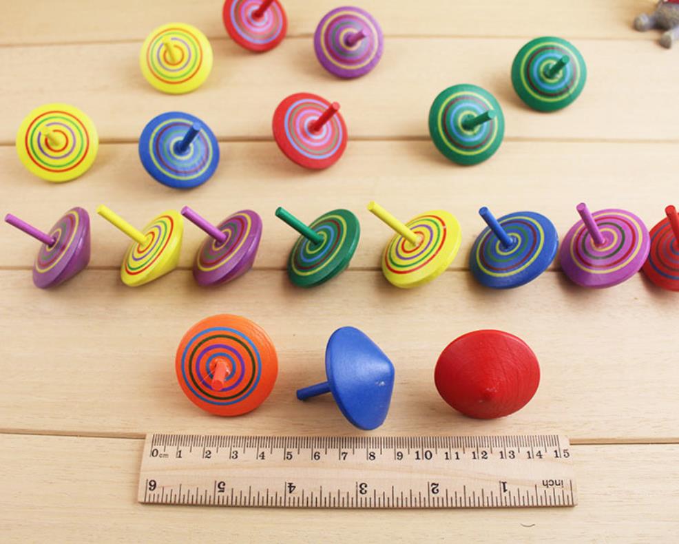 10Pcs Random Colors Wooden Spinning Top Toys Gyros... – Grandado