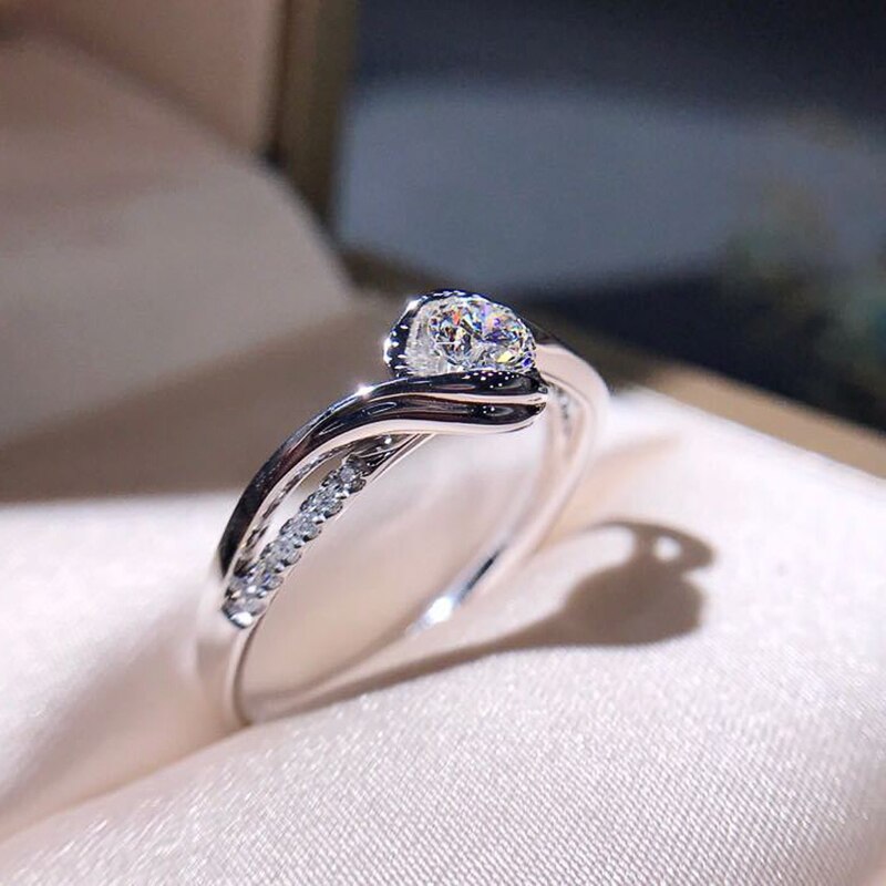 Huitan Exquisite Silver Color Ring with White Cubi... – Grandado