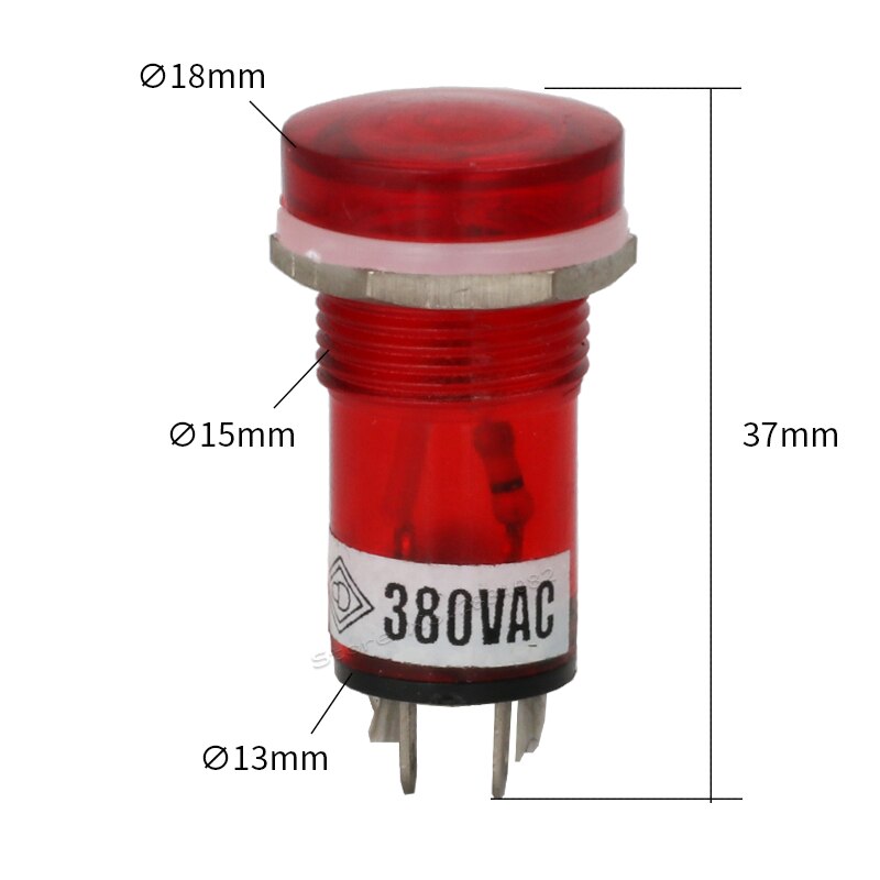 Luz indicadora de cabeza redonda, 10 Uds., 15mm, r... – Grandado