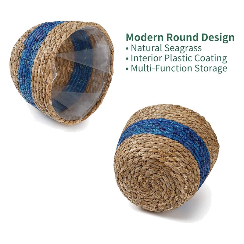 Seagrass Plant Basket Set of 3 Woven Basket Indoor... – Vicedeal
