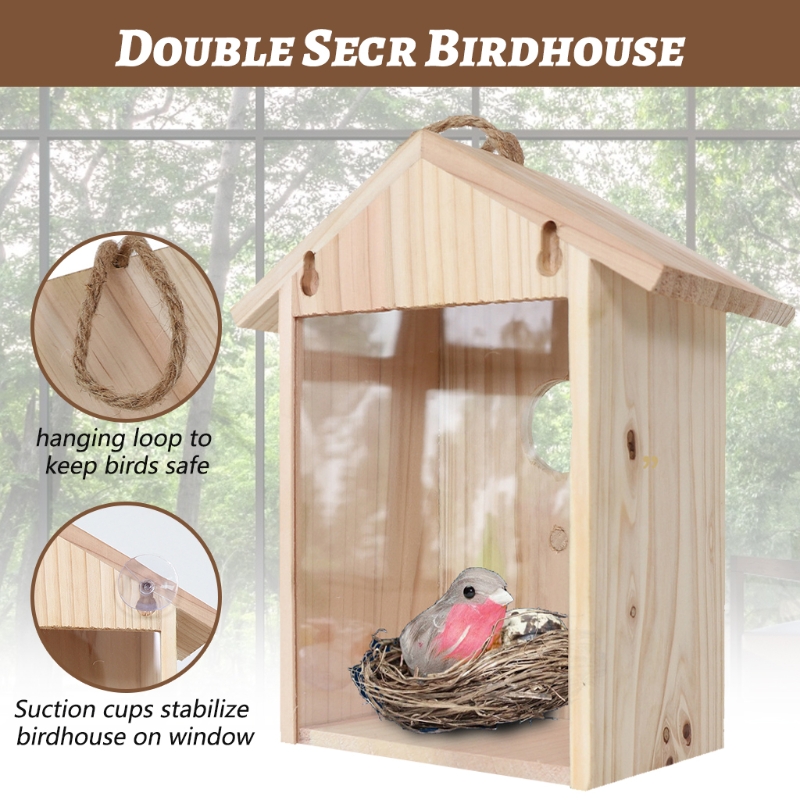 P82C Wooden Bird House for Outside Window Bird Nes... – Grandado