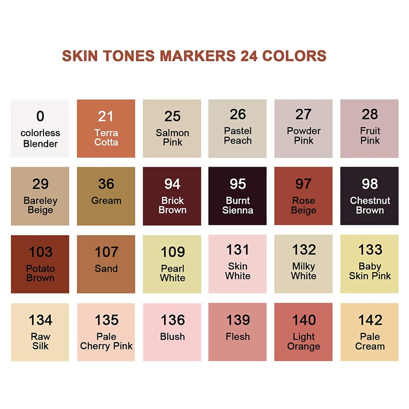 TOUCHFIVE 24 Colors Skin Tones Set Art Markers Pen... – Grandado