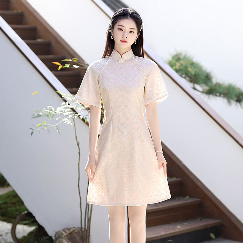 FZSLCYIYI Traditional Mandarin Collar Short Sleeve... – Vicedeal
