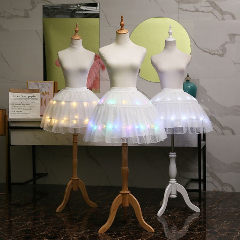 Femmes Lolita blanc dentelle Tutu jupe lumière LED... – Grandado