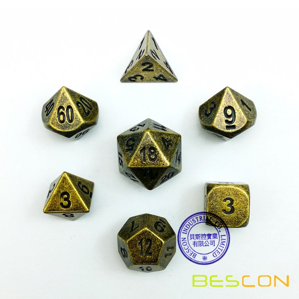 Bescon Ancient Brass Solid Metal Polyhedral D&D Di... – Vicedeal