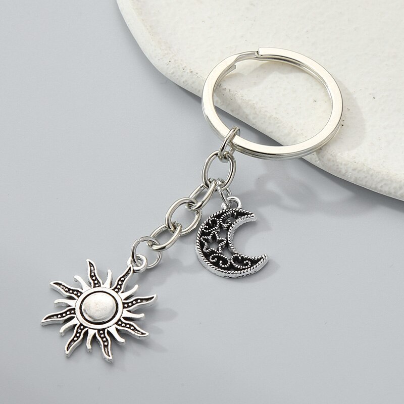 Nature Keychain Sun Moon Star Key Ring Metal Key C... – Vicedeal