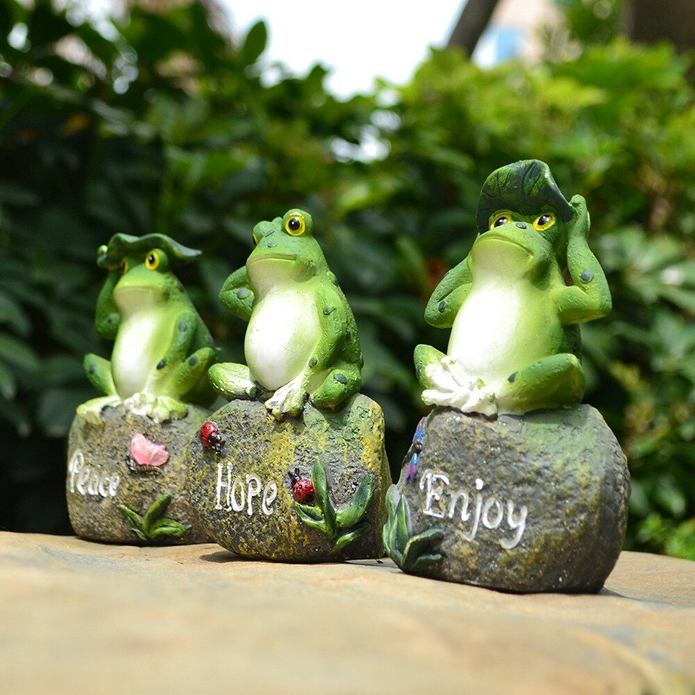 Frogs Garden Statues Frogs Sitting On Stone Sculpt... – Vicedeal