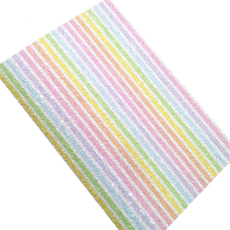 Pastel Colors Stripes Printed Chunky Glitter Vinyl... – Grandado