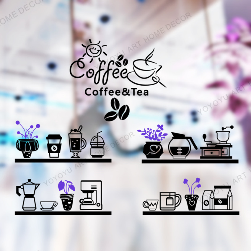 Coffee Shop Vinyl Wall Sticker Bean Milk tea Decal... – Grandado