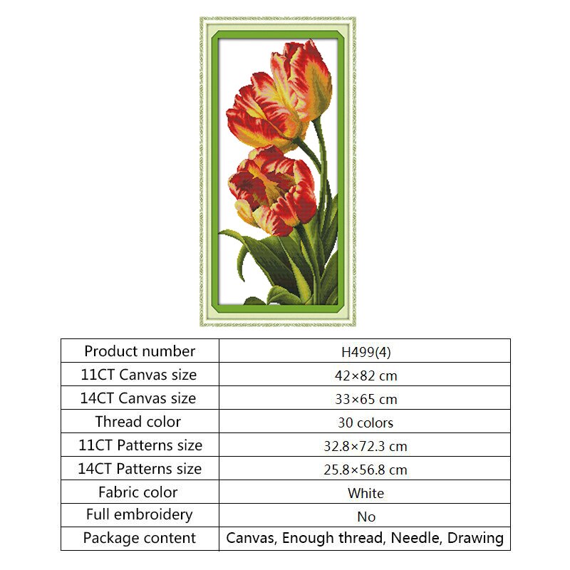 Tulip Patterns Chinese Cross-stitch Flowers DMC Em... – Grandado