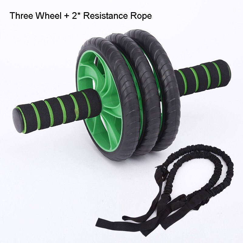 Green Three-Wheel Ab Roller With Mat Resistance Ba... – Grandado