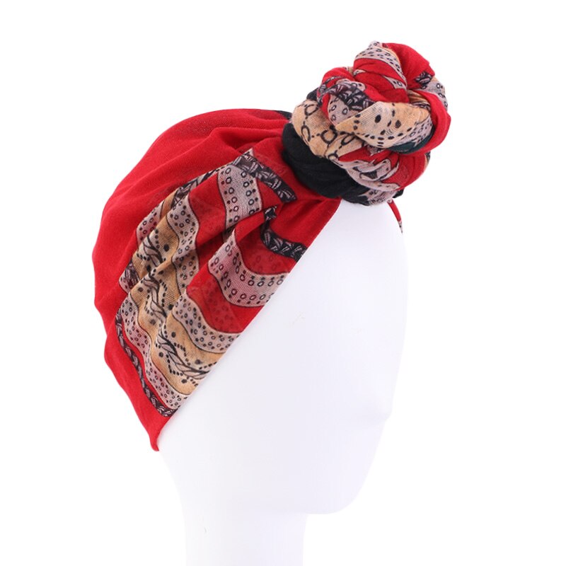 Women Bali Yarn Printing Long Turban Knotted Ball ... – Grandado