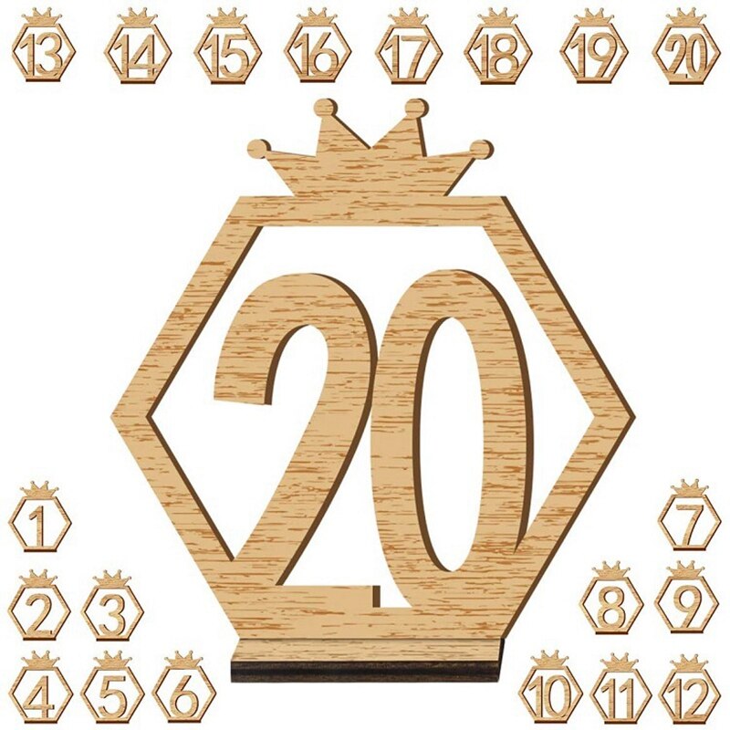 1-20 Tafel Nummers Houten Teken Bruiloft Met Kroon... – Grandado