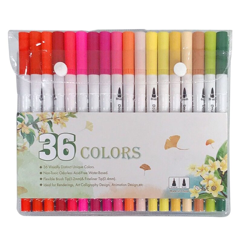 Dual Tip Borstel Pennen 36 Kleuren Fine Point & Br... – Vicedeal