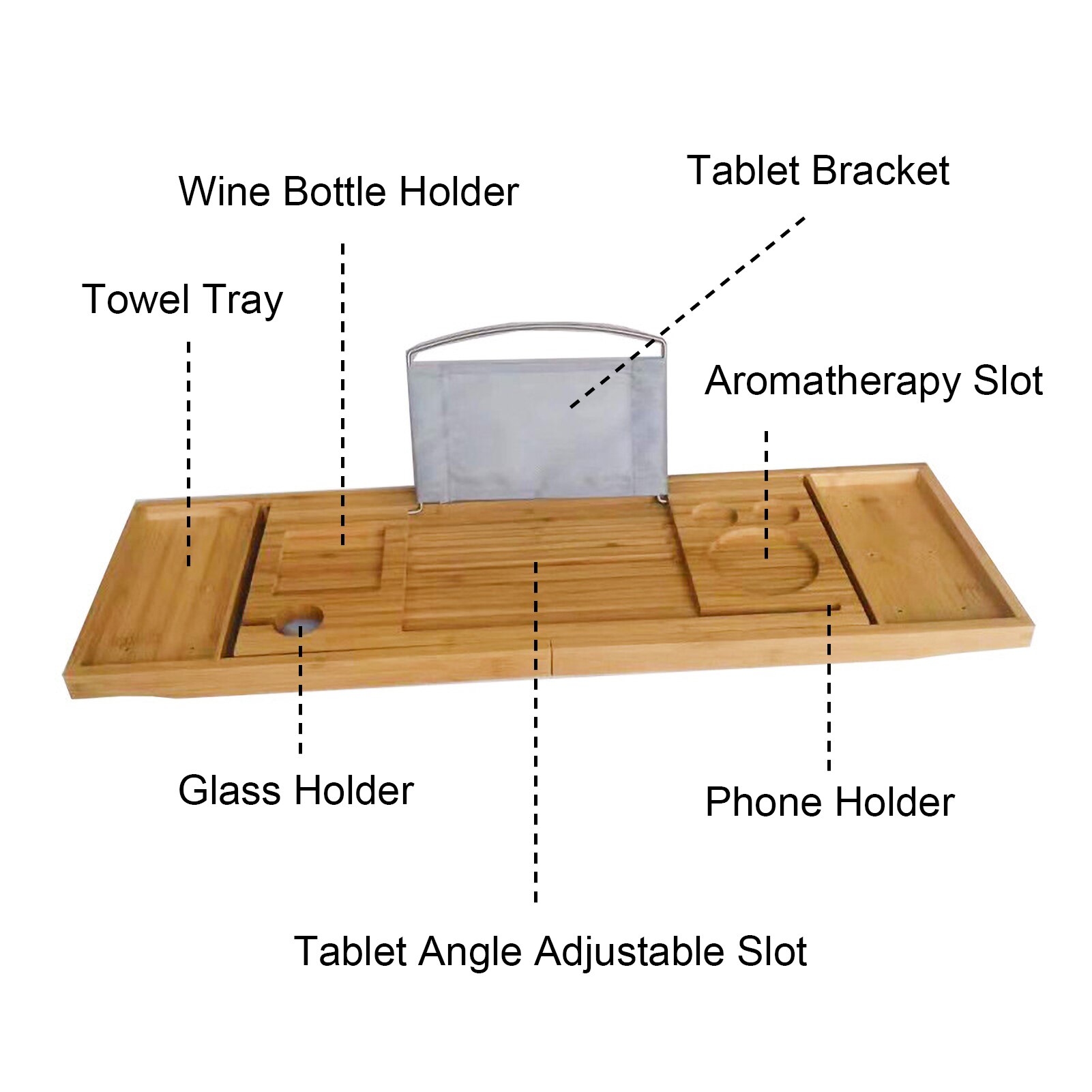 Bathtub Caddy Tray Wood Spa Bathtub Caddy Organize... – Grandado