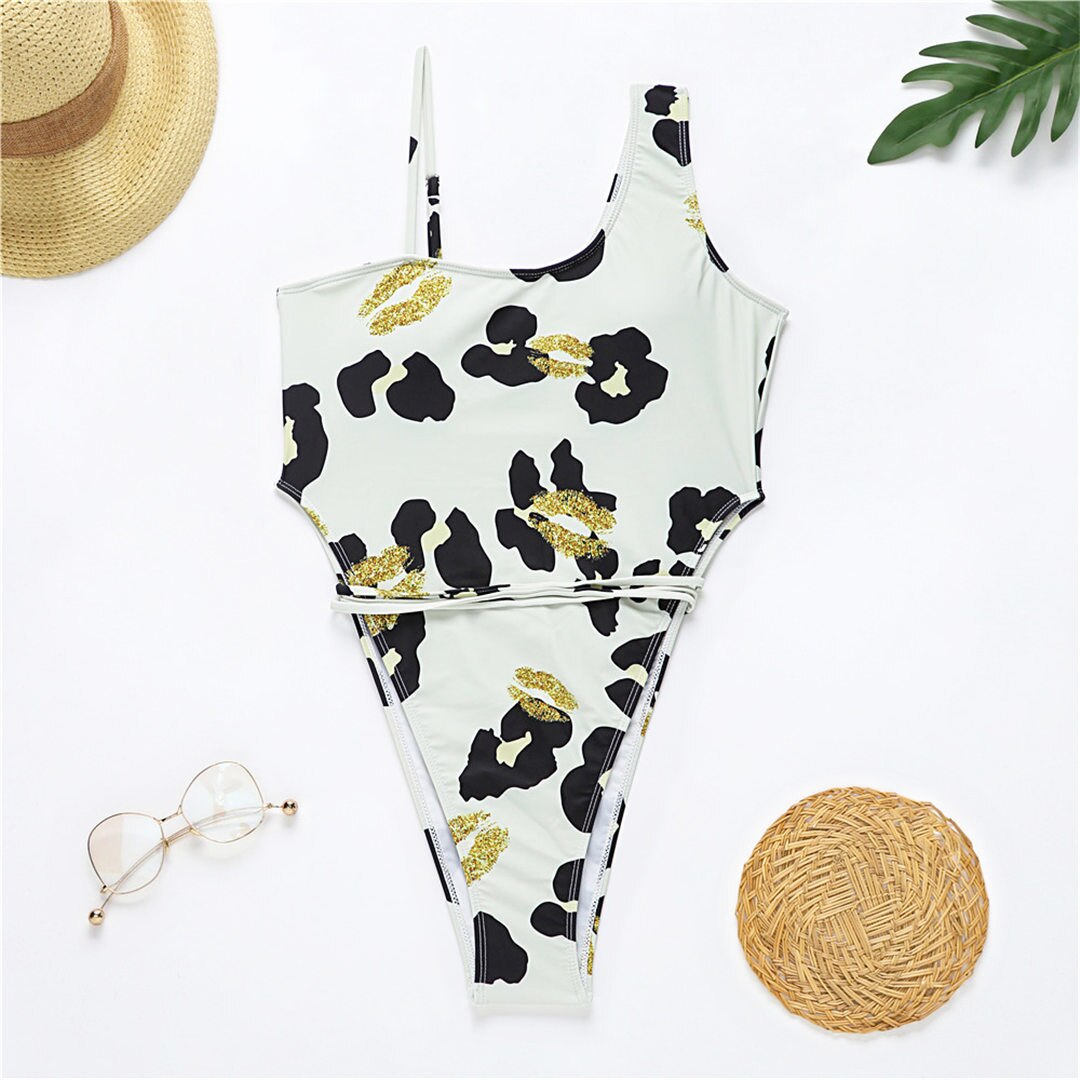Asymmetric Leopard High Leg Out One Piece Swimsuit... – Grandado