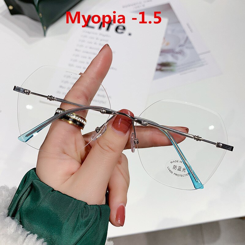 NYWOOH Rimless Finished Myopia Glasses Women Brand... – Grandado