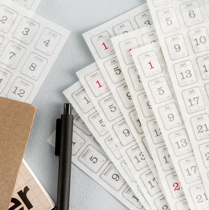 12 Pcs/pack Cute 365 Days Calendar Washi Label Sti... – Grandado