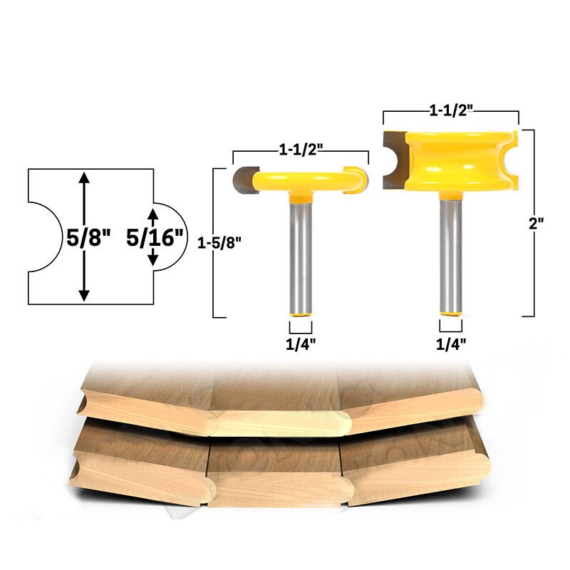 2 Stuks 1/4 1/2 Inch Schacht Tong & Groef Geza... – Vicedeal