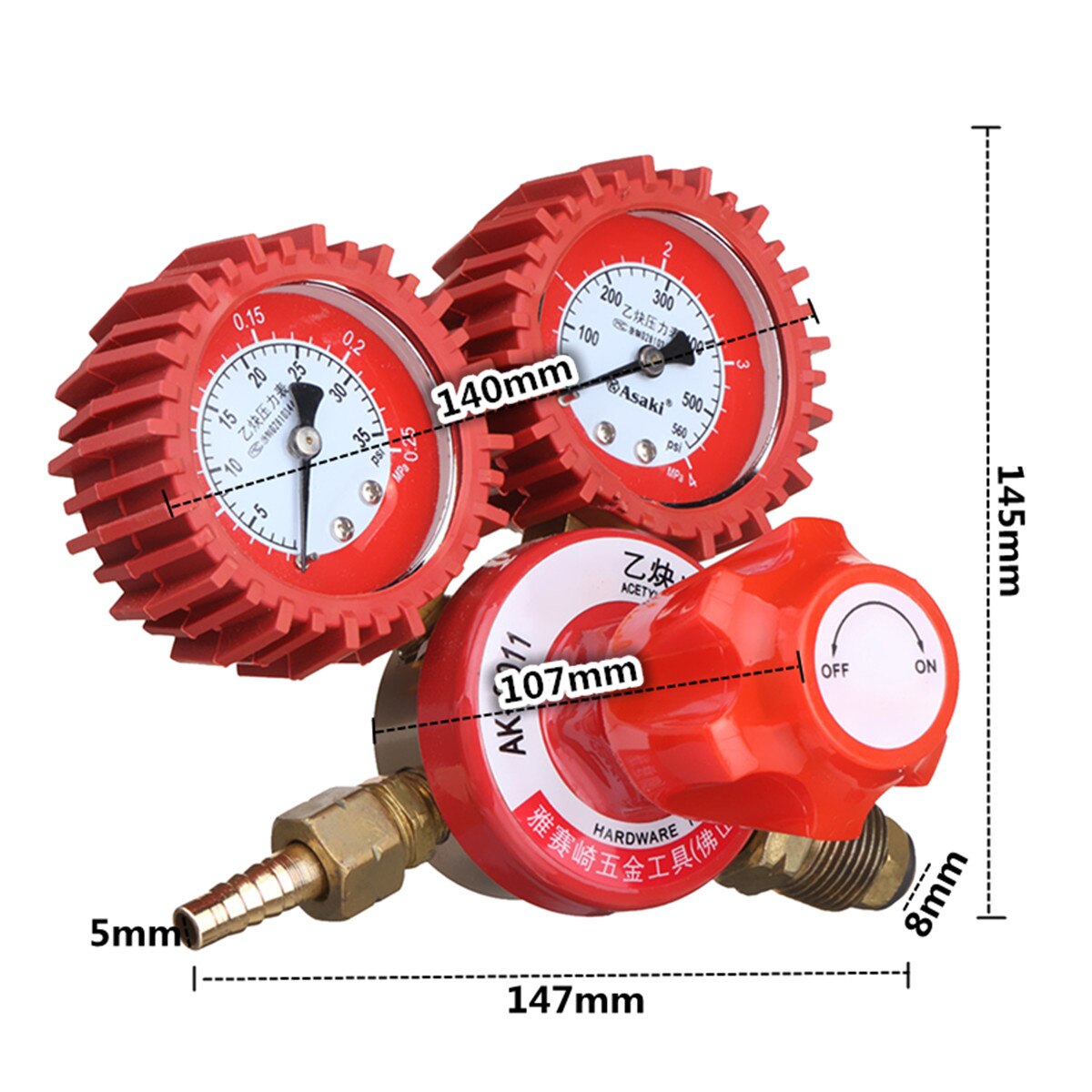 2 Gauge Acetylene Gas Regulator 0-4MPA Single Stag... – Grandado