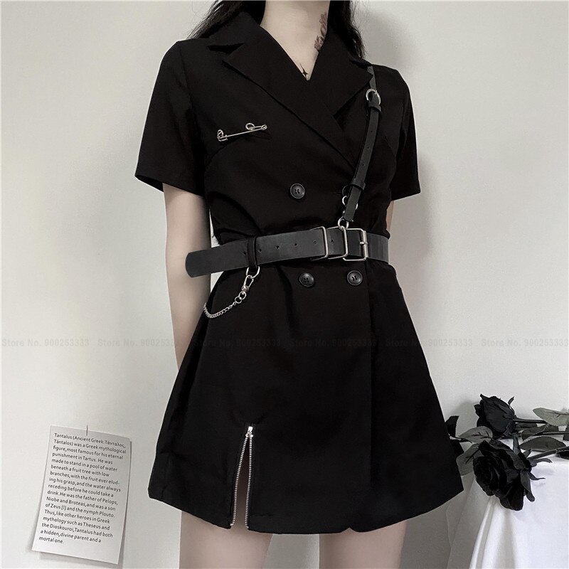 Women Black Gothic Punk Style Party Dress Korean J... – Vicedeal