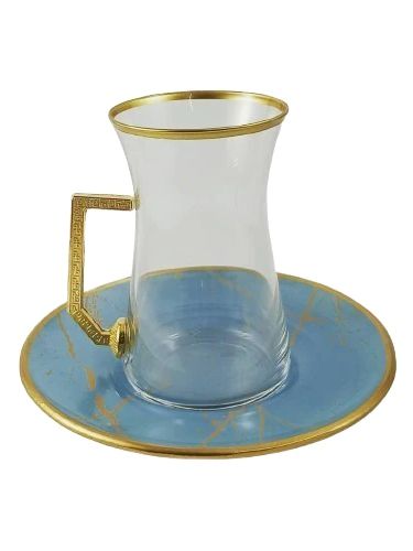 Turkish Tea Cup Gold Gilt Turquoise Pattern 12 Pie... – Grandado